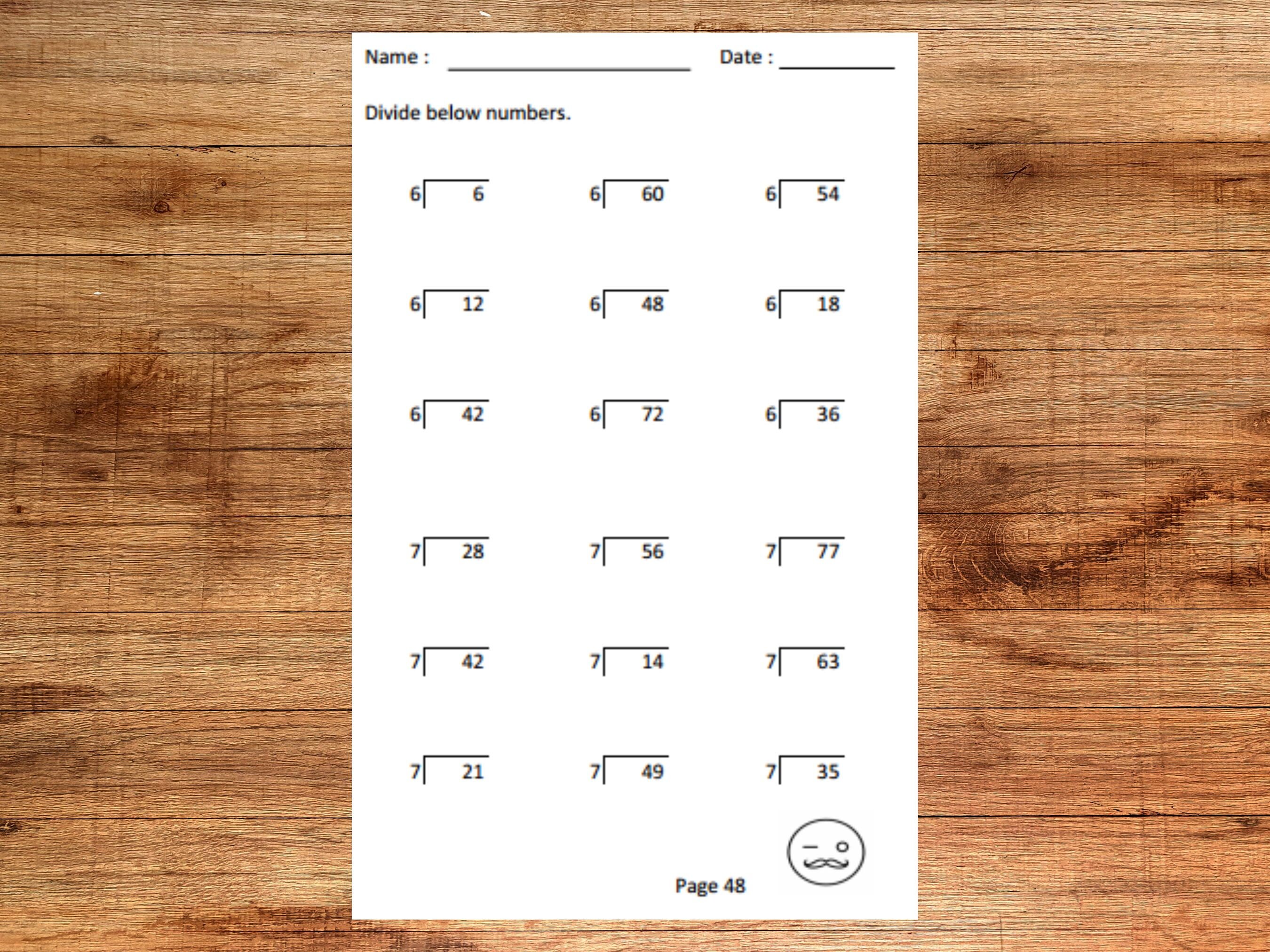 Division Math Printable Worksheet, Suitable for Grade 3, Grade 4 ...