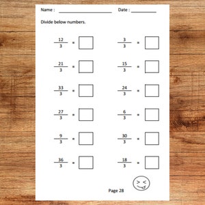 Division Math Printable Worksheet, Suitable for Grade 3, Grade 4 ...