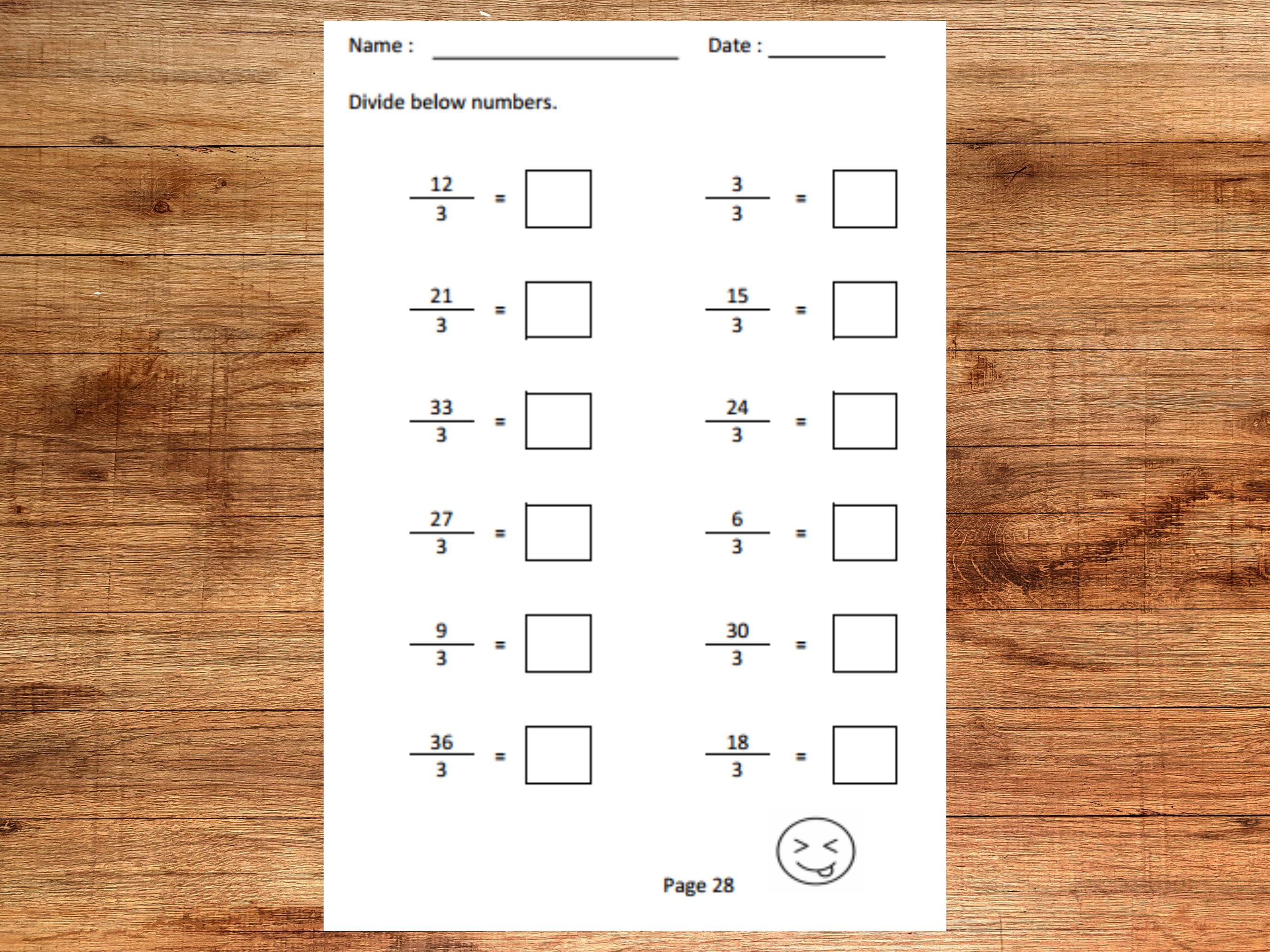 Division Math Printable Worksheet, Suitable for Grade 3, Grade 4 ...