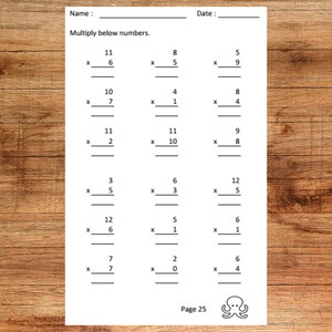 Multiplication Math Printable Worksheet, Suitable for Grade 2, Grade 3 ...