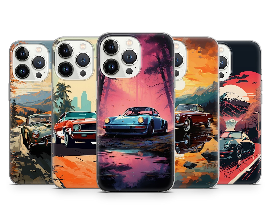 Retro Car Art Phone Case, Aesthetic Phone Case Fit for iPhone 16 Pro ...