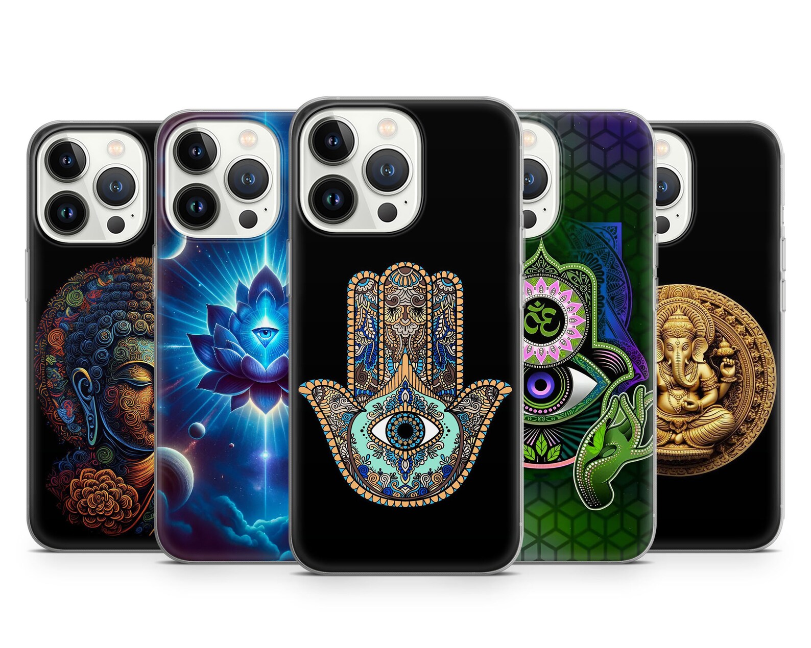 Hamsa Hand Ganesha Om Buddha Phone Case for iPhone 15 Pro 14 13 Pro Max ...