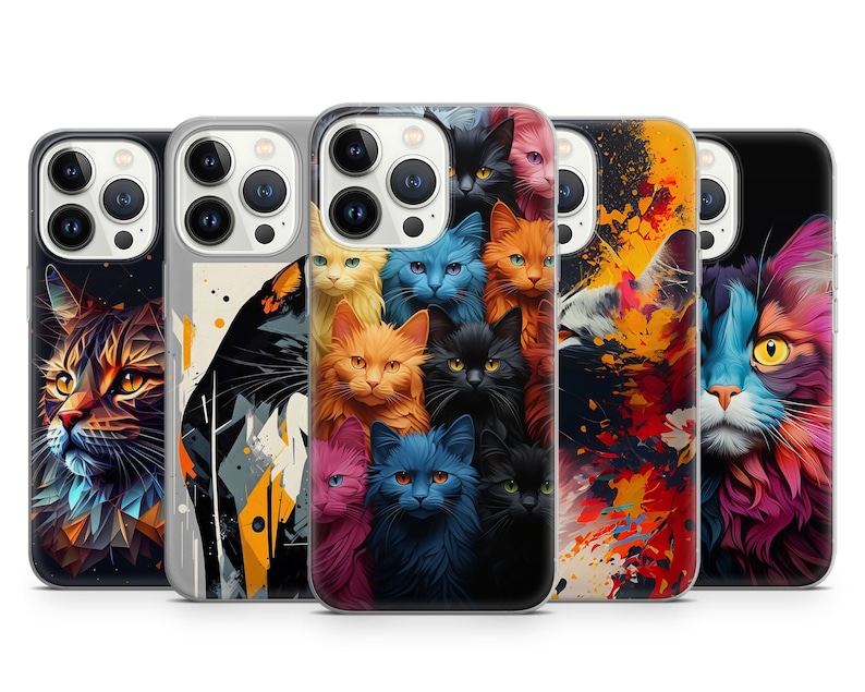 Cat Phone Case, Cat Lovers Phone Case for iPhone 15 14 13 Pro Max 12 11 ...
