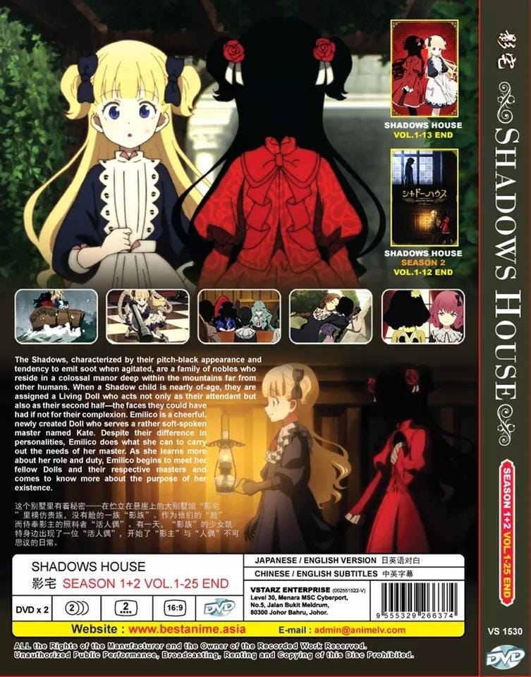 DVD Anime Shadows House Season 1+2 Volume 1-25 End English Dubbed ...