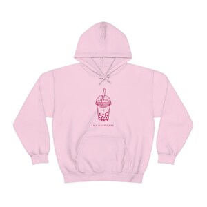 My Happiness Boba Tea Hoodie Bubble Tea Minimalist Cute - Etsy
