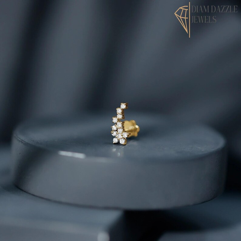 Buy Lab Grown Diamond Floral Cluster Earring, 14K Solid Gold Diamond ...