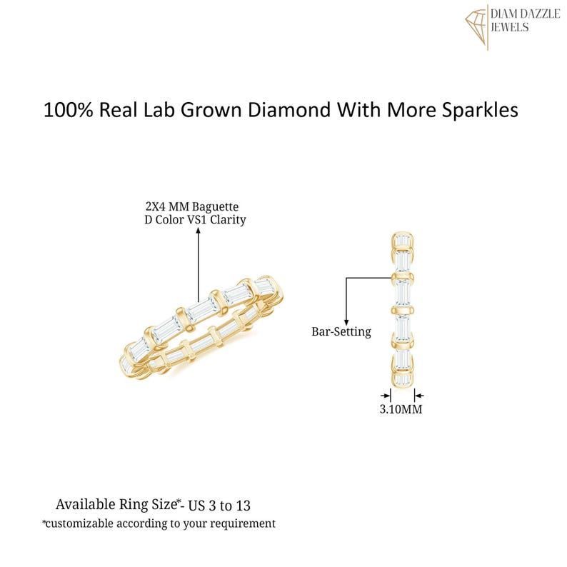Baguette Diamond Bar Set Eternity Band, East West Baguette Diamonds ...