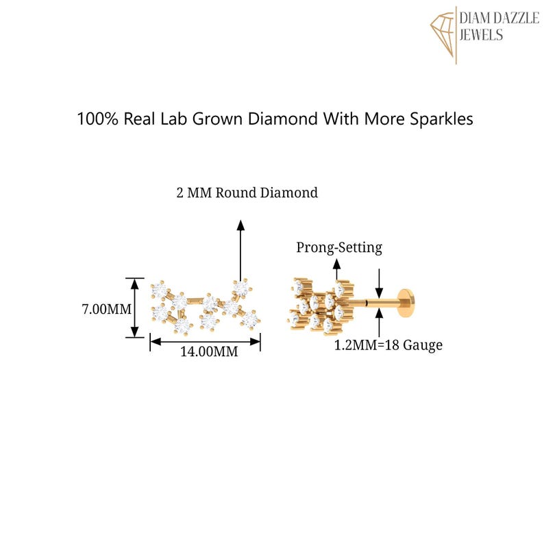 Round Lab Grown Diamond Sagittarius Zodiac Earring for Helix Piercing ...