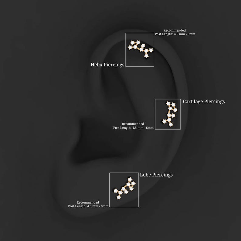 Round Lab Grown Diamond Sagittarius Zodiac Earring for Helix Piercing ...