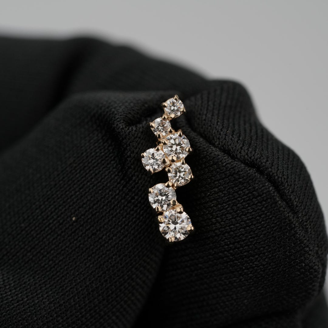 Buy Lab Grown Diamond Cluster Crawler Earring for Helix Piercing, 14K ...