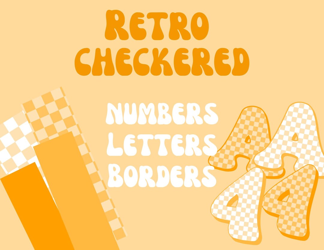 Orange Checkered Retro Bulletin Board Letters, Numbers & Borders - Etsy