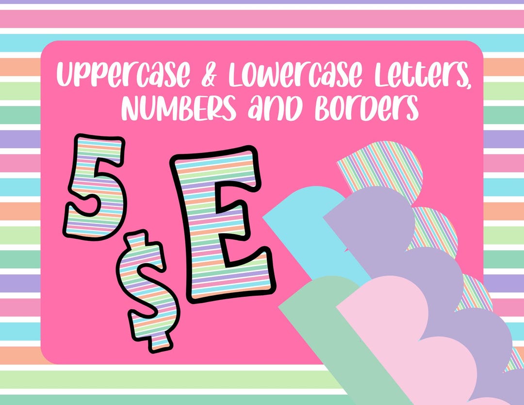 Pastel Stripe Bulletin Board Letters | Alphabet, Numbers, Banners ...
