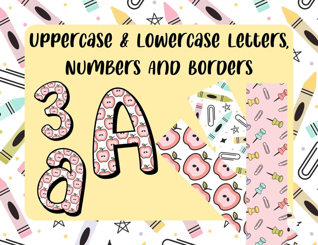 Apples Apples! Uppercase & Lowercase Letters, Numbers and Borders ...