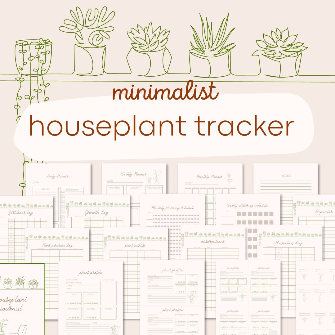 Digital Download Minimalist Houseplant Journal Planner | Garden Planner ...