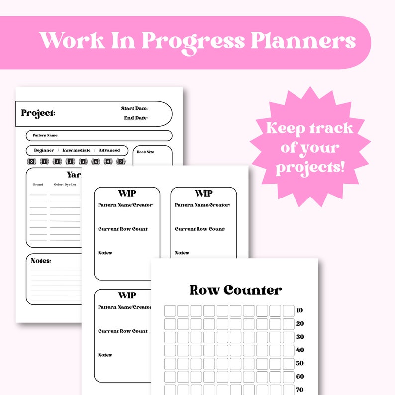 Digital Download Crochet Project Planner | Crochet Pattern Tracker ...