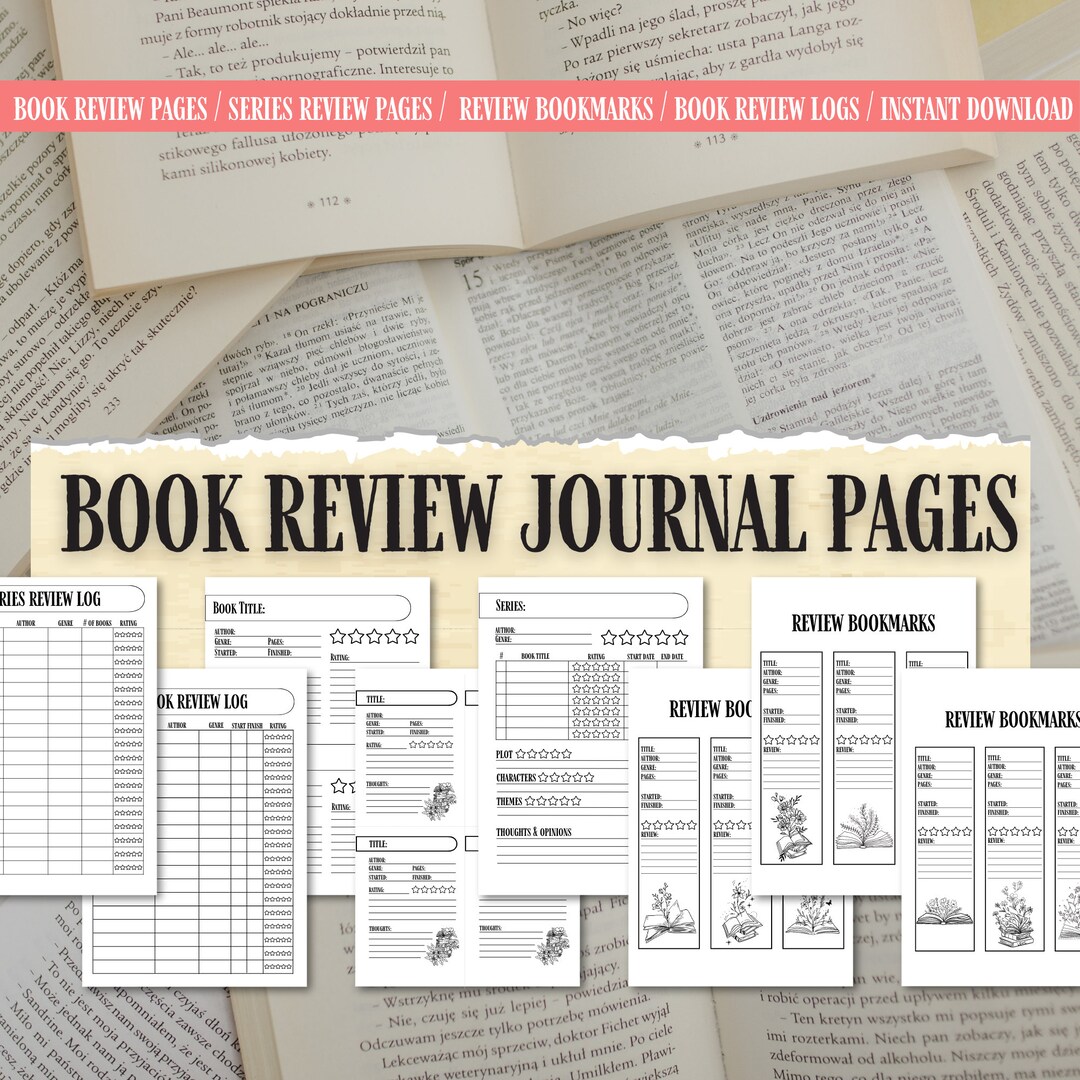 Printable Book Review Journal Pages | Digital Download Reading Log ...