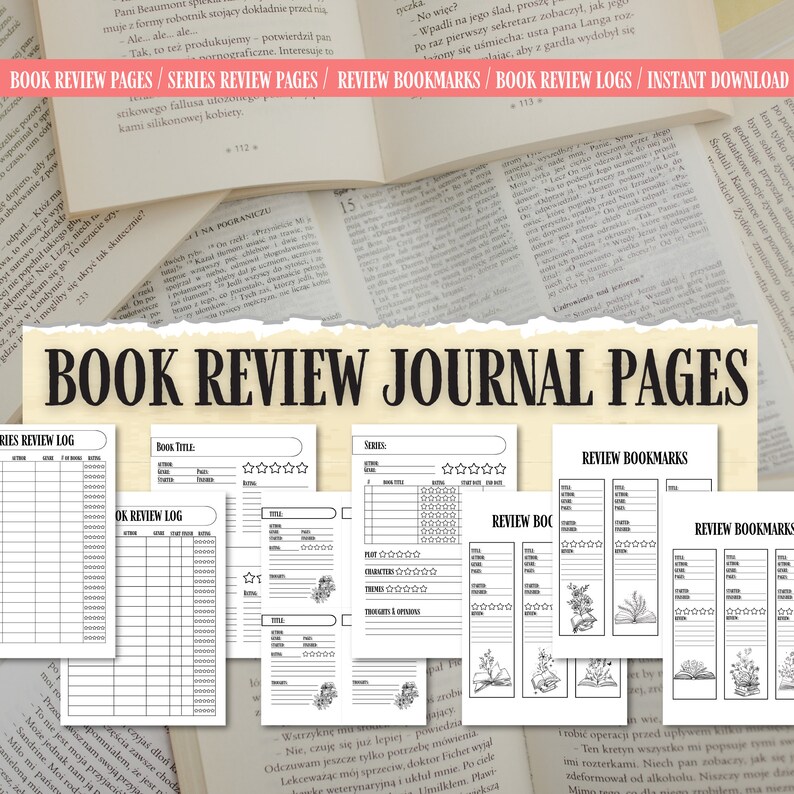 Printable Book Review Journal Pages Digital Download Reading Log ...