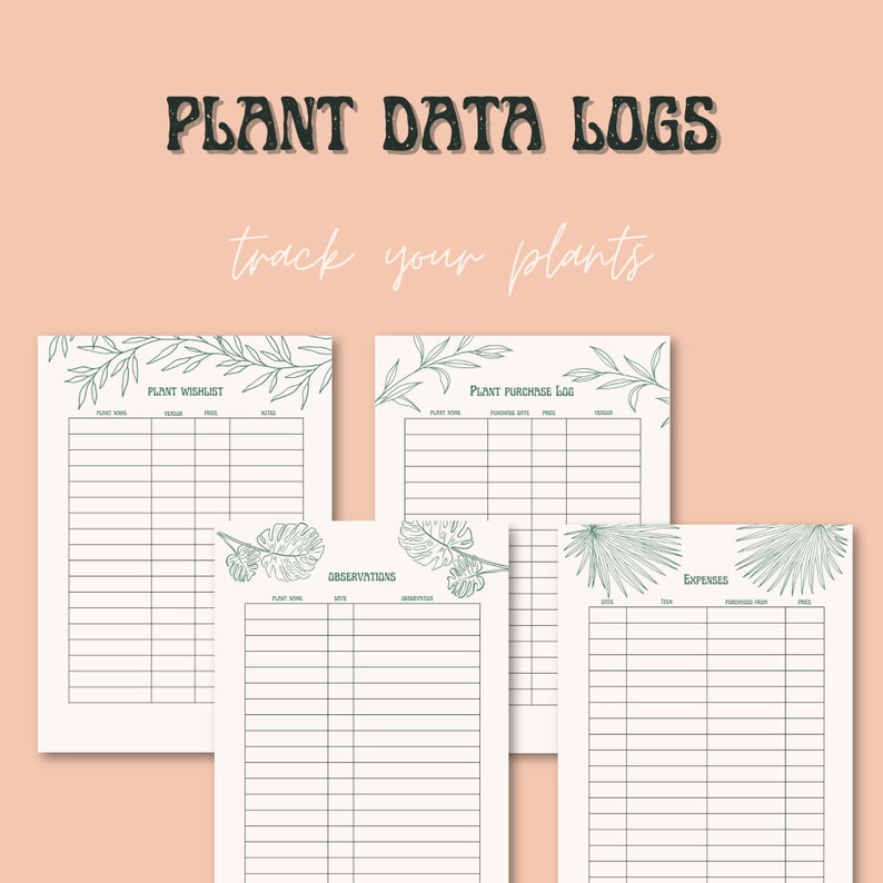 Digital Boho House Plants Journal | Plant Tracking Pages | Garden ...