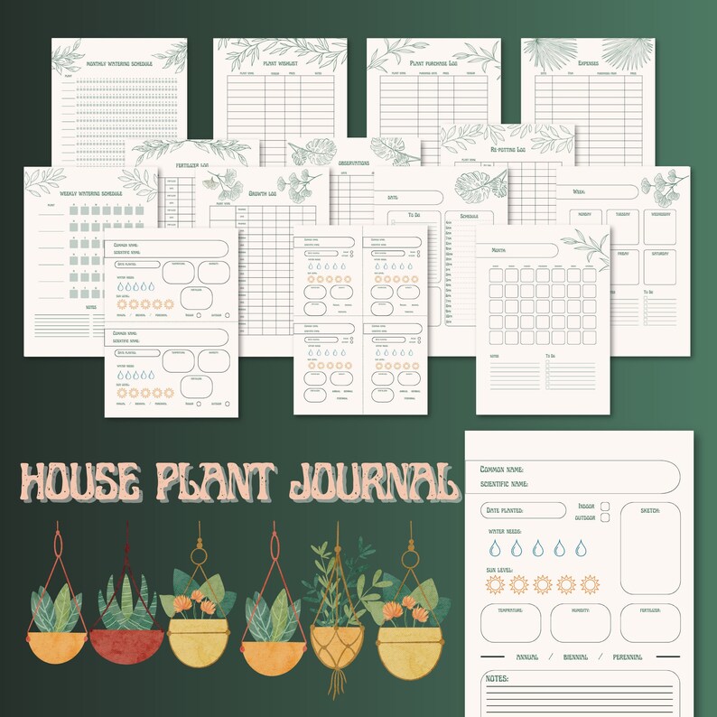 Digital Boho House Plants Journal | Plant Tracking Pages | Garden ...