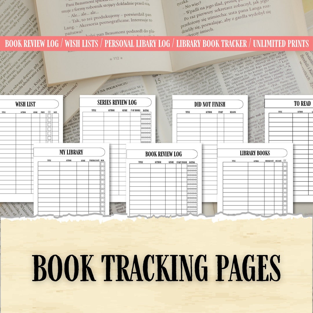 Digital Download Book Tracking Log Sheets | Book Reviews, Wish List ...