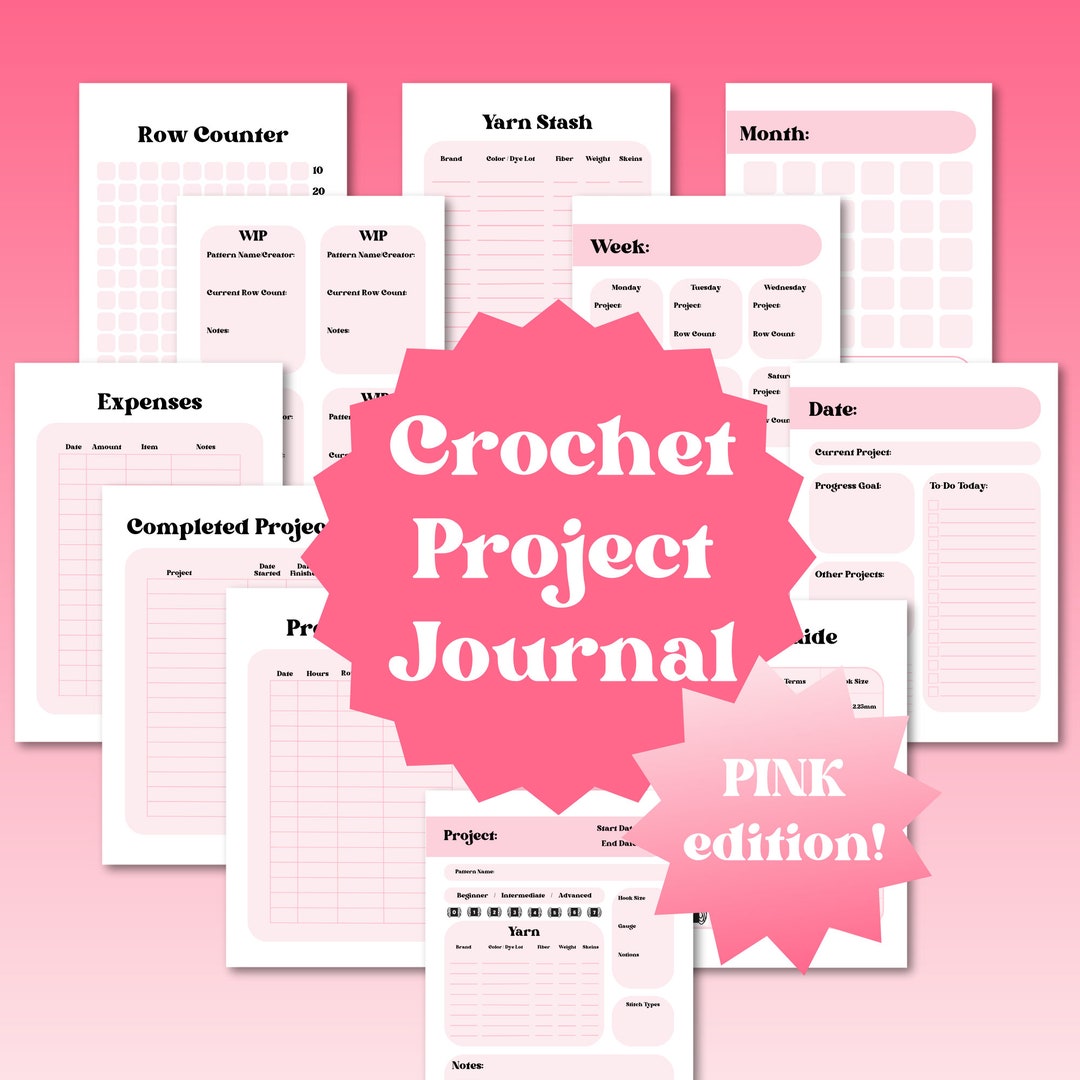 Digital Download Crochet Project Journal - Pink Edition | Crochet ...
