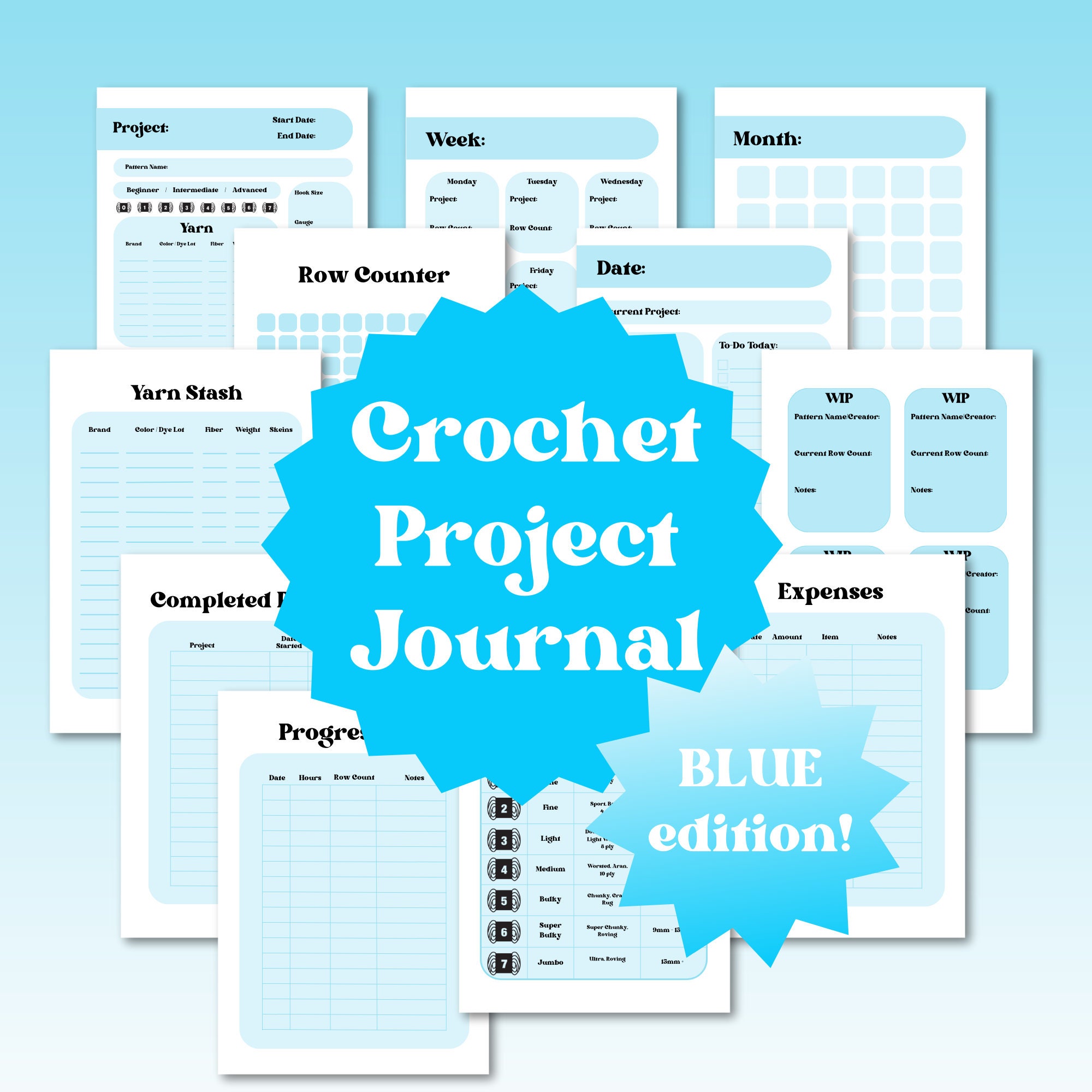 Digital Download Crochet Project Journal Printable Crochet Craft ...