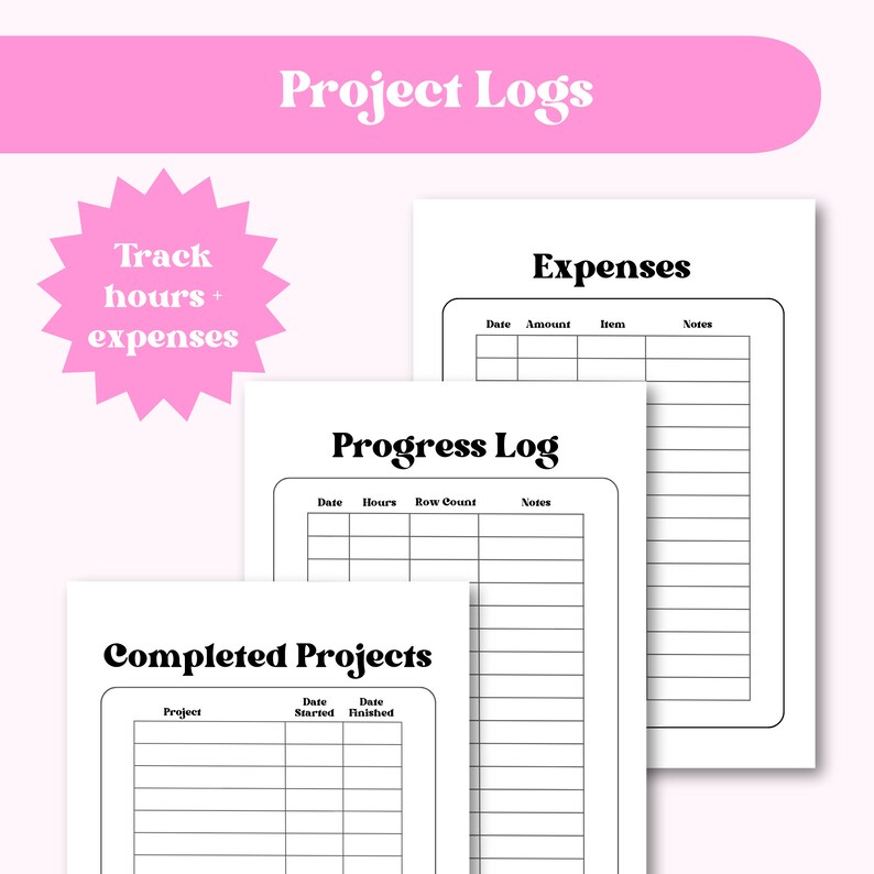 Digital Download Crochet Project Planner | Crochet Pattern Tracker ...
