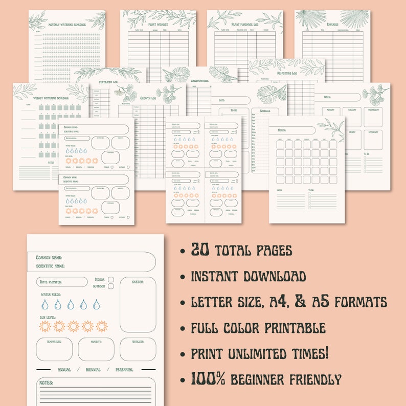 Digital Boho House Plants Journal | Plant Tracking Pages | Garden ...