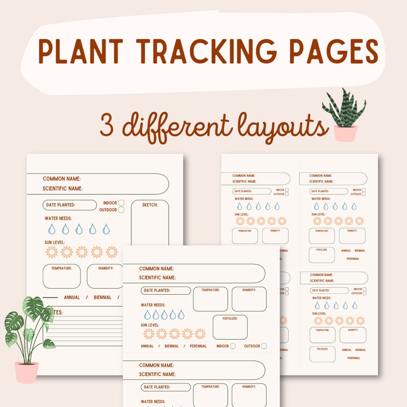 Houseplant Planner Pages | Plant Profiles | Houseplant Tracker ...