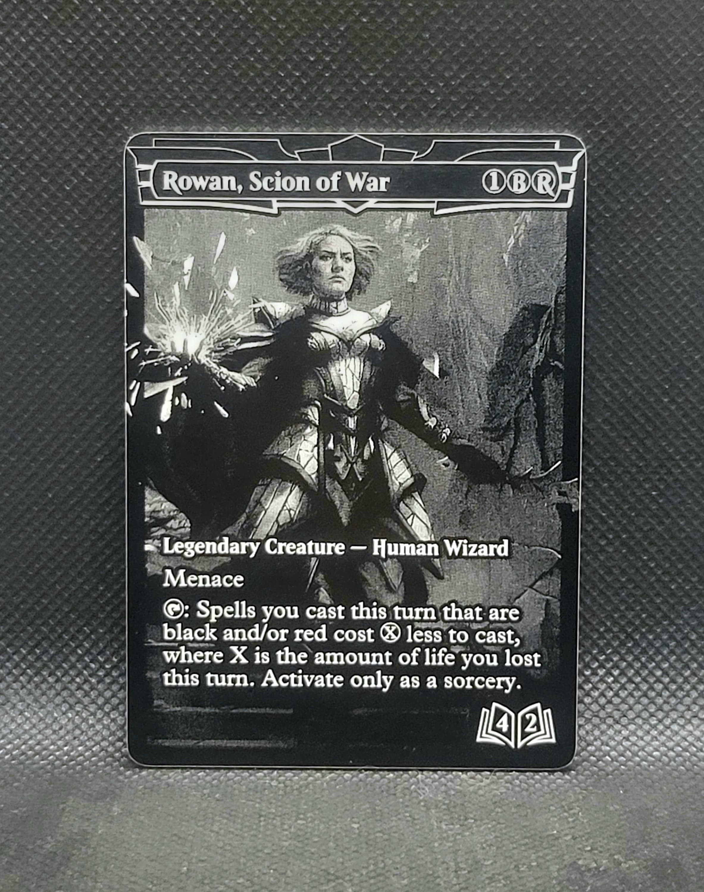 MTG Metal Commander Rowan, Scion of War wilds of Eldraine - Etsy