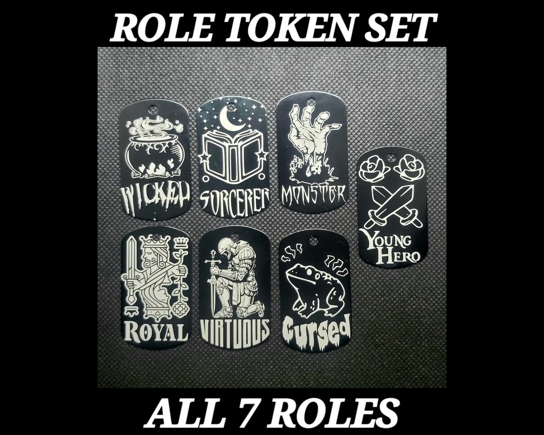 MTG Metal Role Tokens Complete 7 Token Set W/ Necklace double Sided - Etsy