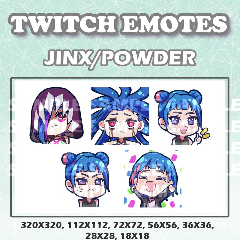 League of Legends Riot Games Arcane Skin Jinx Powder Cute Chibi Emotes ...