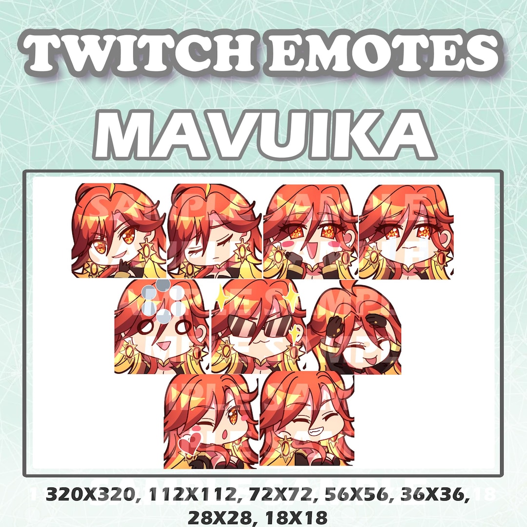 Cute Chibi Mavuika Natlan Pyro Archon Emote Digital Sticker by ...