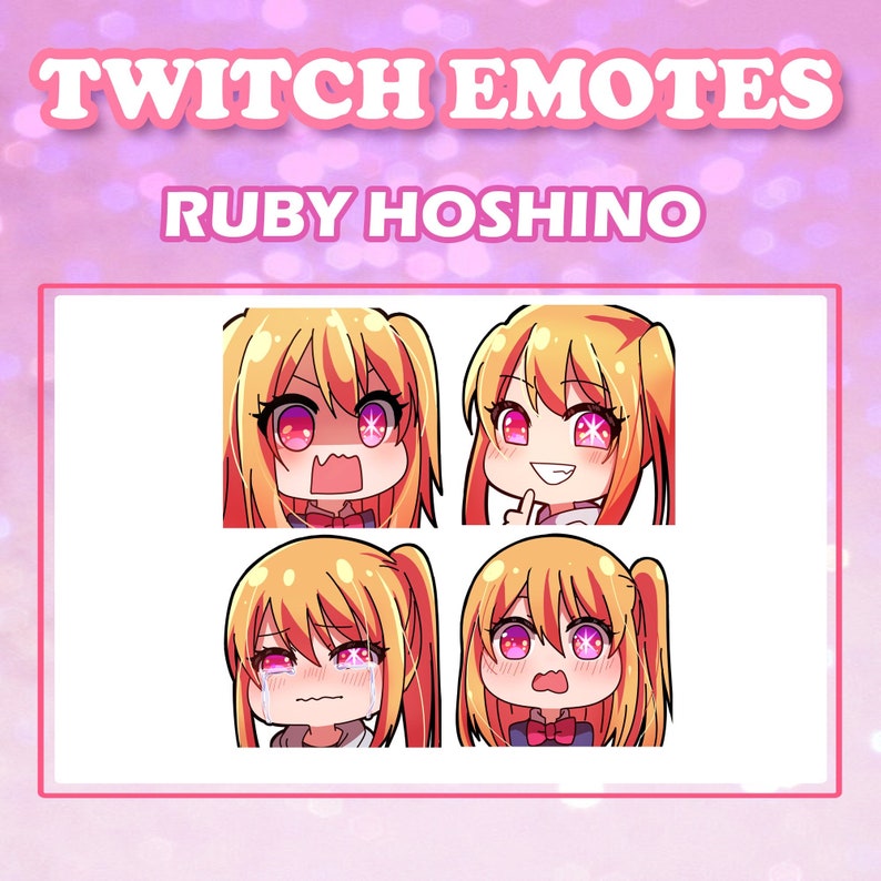 Cute Anime Girl Ruby Hoshino Idol Emotes Oshino Ko Digital Sticker Pack ...