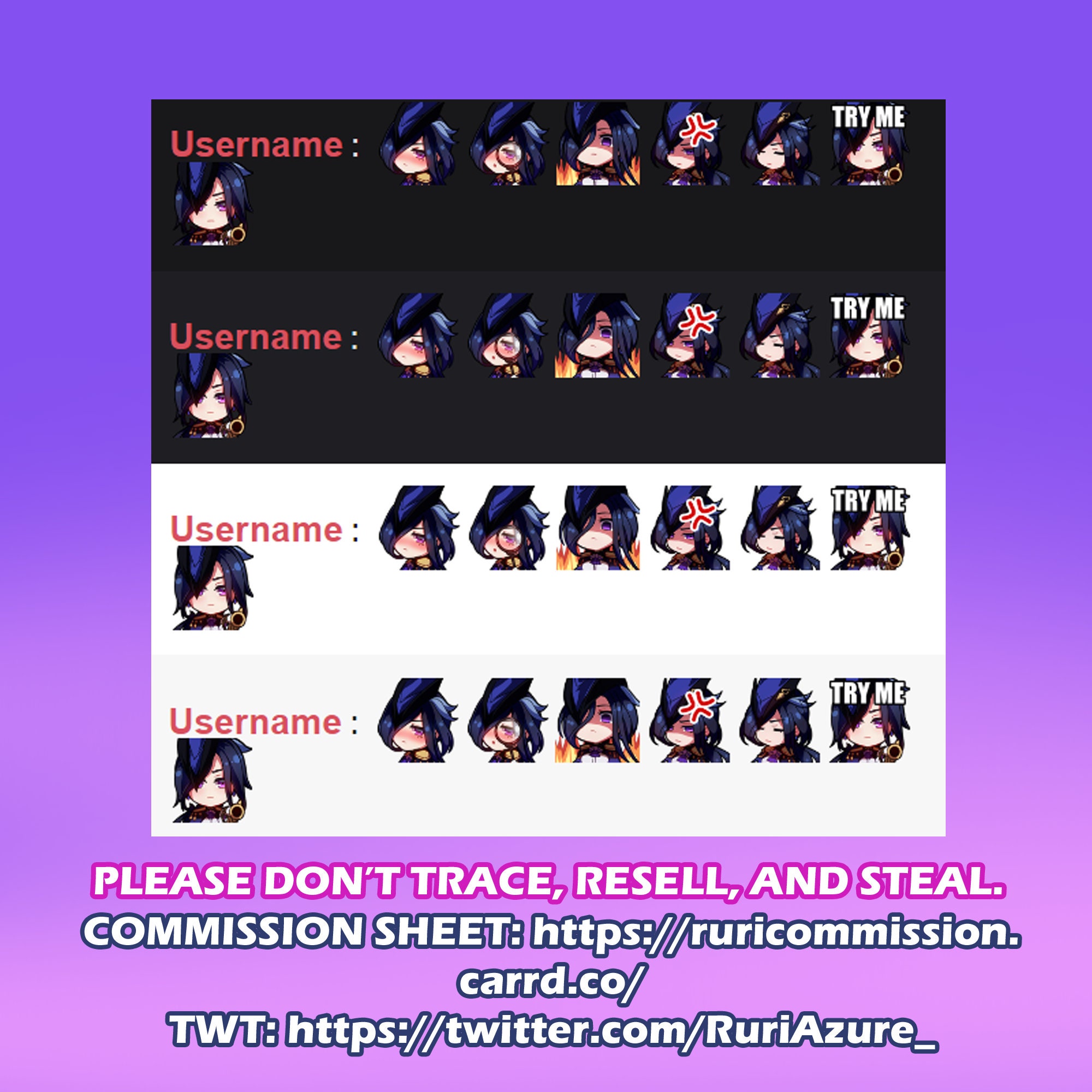 Cute Chibi Genshin Impact Fontaine Clorinde Electro Emotes Digital ...