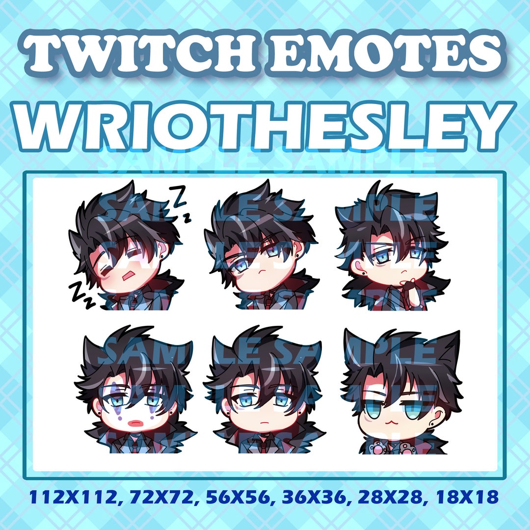 Cute Chibi Genshin Impact Fontaine Wriothesley Emotes Digital Sticker ...