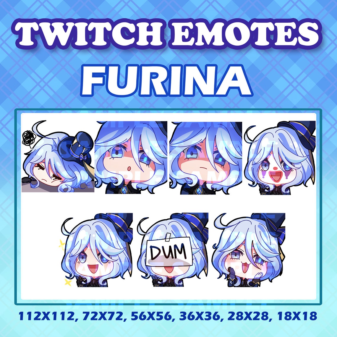Cute Chibi Focalors Furina Hydro Archon Emote Digital Sticker by ...