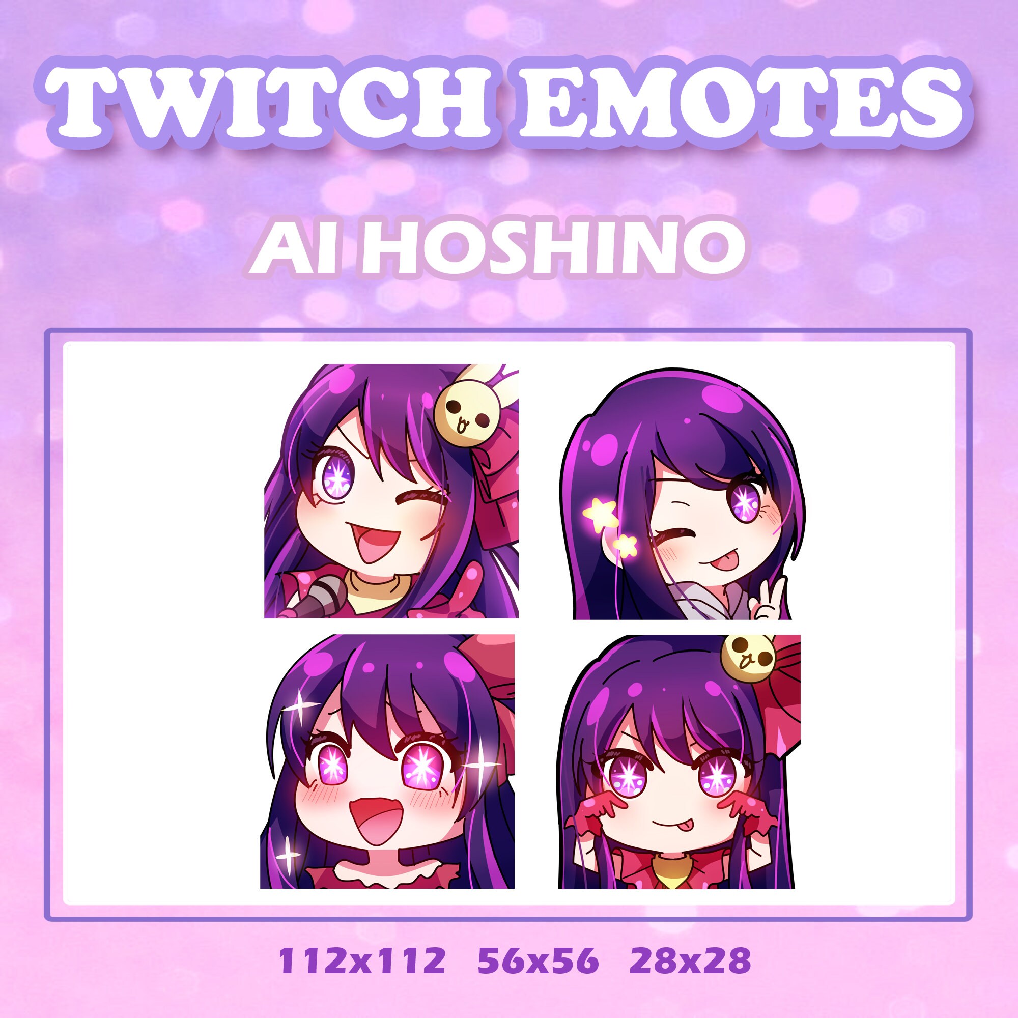 Cute Chibi Idol Anime Girl Ai Hoshino Emote Digital Sticker - Etsy