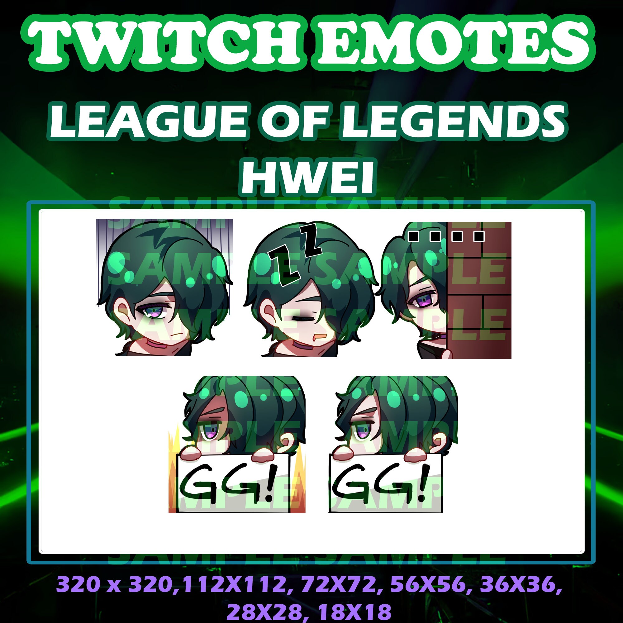 League of Legends Riot Games Champion Hwei Cute Chibi Emotes Digital ...