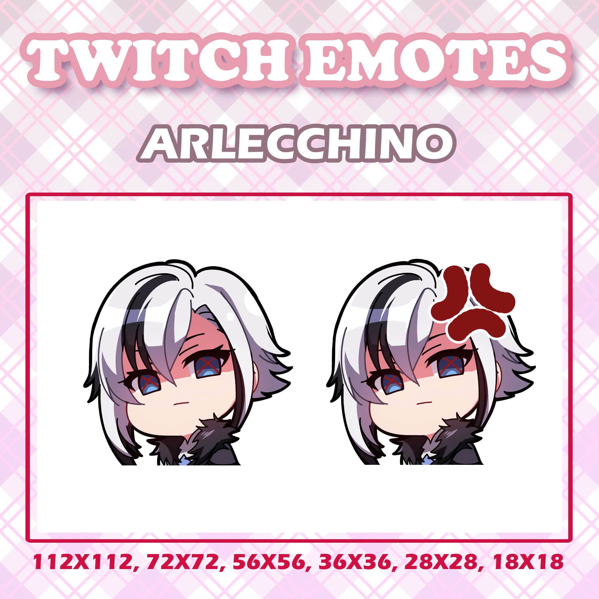 Cute Genshin Impact Game Fatui Harbinger Arlecchino Chibi Emote for ...