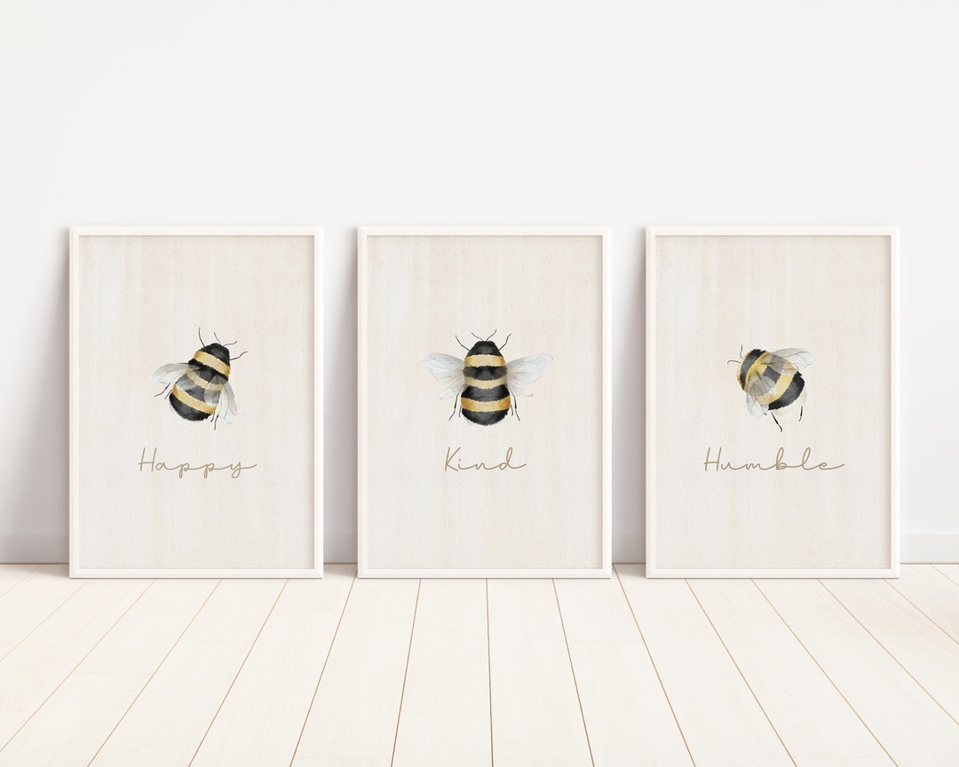 Bumblebee Set of 3 Prints, Bee Prints, Garden Themed Wall Art - Etsy