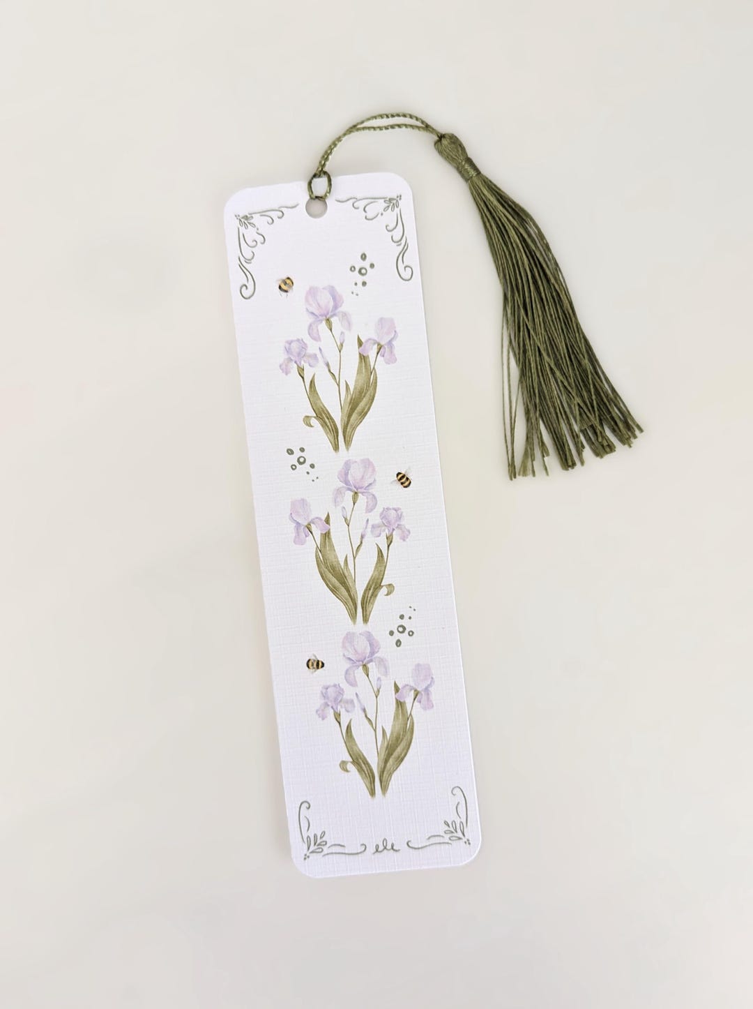 February Birth Flower Bookmark, Bookmark With Olive Green Tassel, Iris ...
