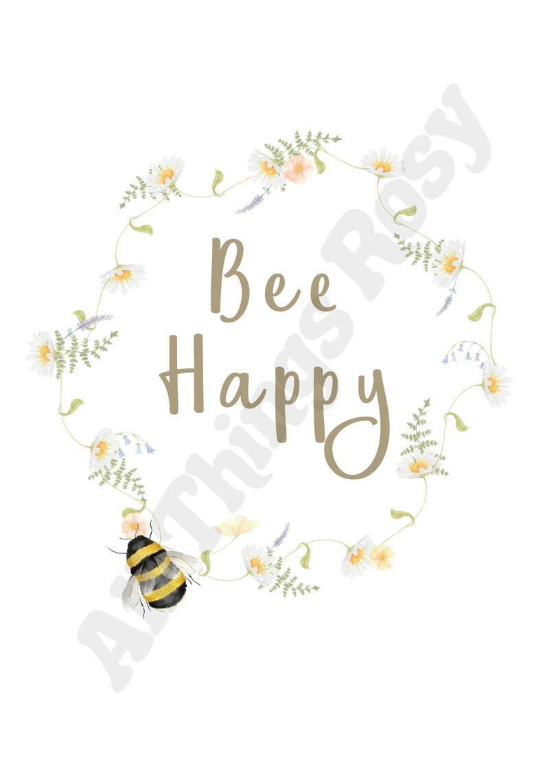 Bee Happy, Bee Kind Art Prints, Set of 3 Bumblebee Wall Art, Bee Decor ...