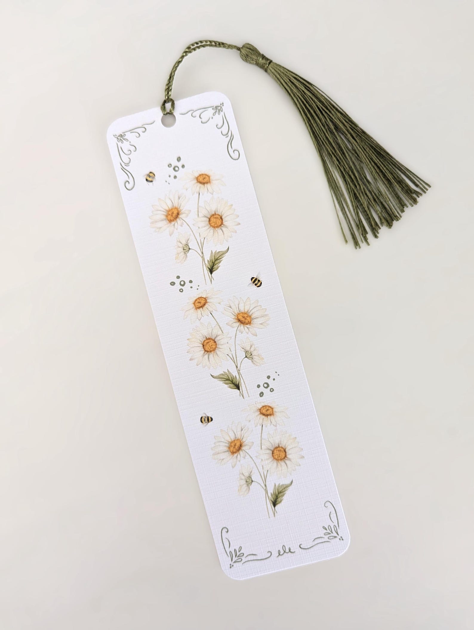 April Birth Flower Bookmark, Bookmark With Olive Green Tassel, Daisy ...