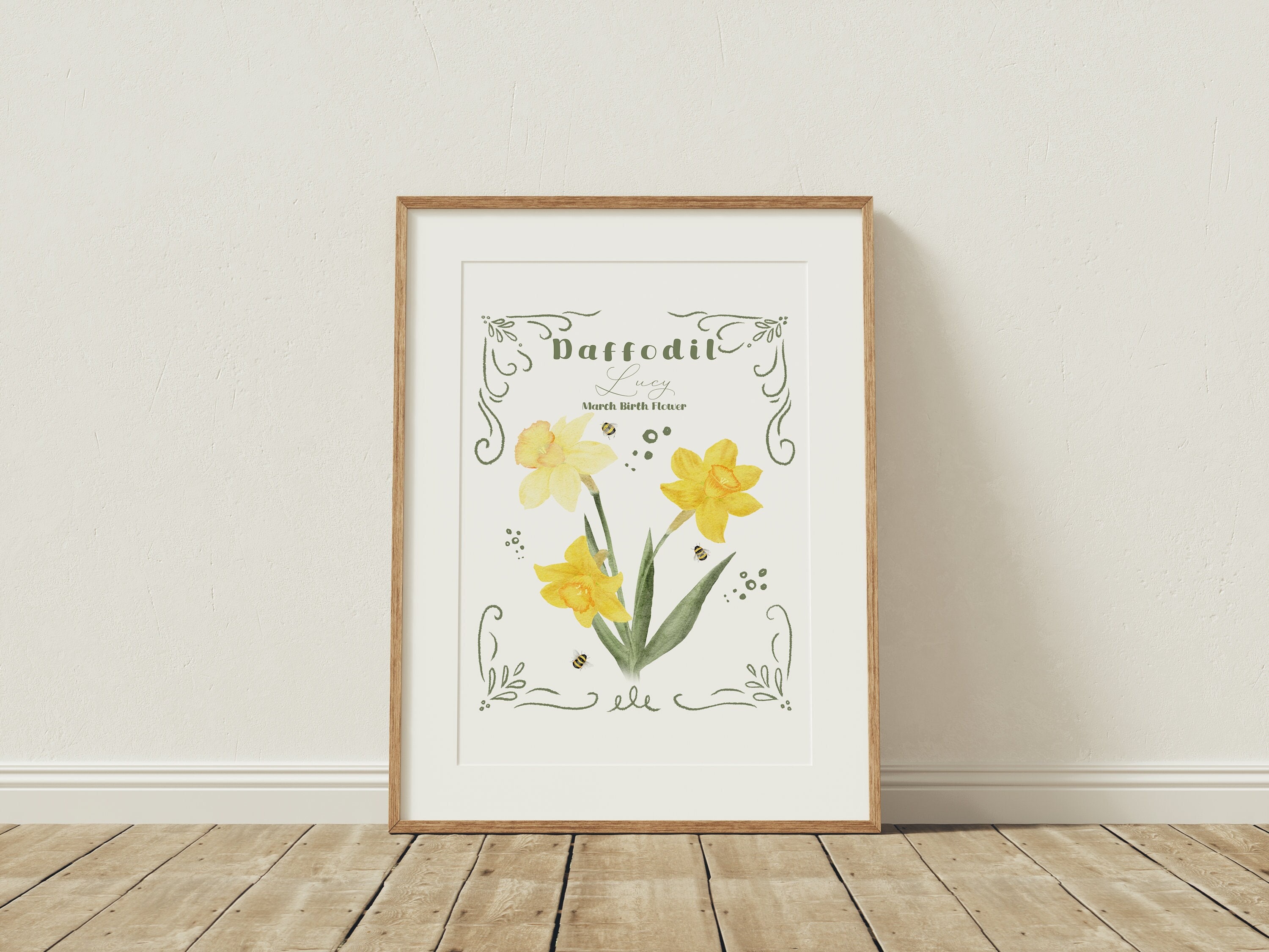 March Birth Flower Print, Personalised Birth Flower Wall Art, Daffodil ...
