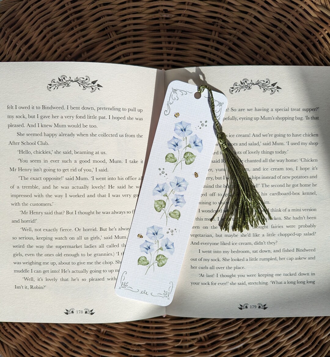 September Birth Flower Bookmark, Bookmark With Olive Green Tassel ...