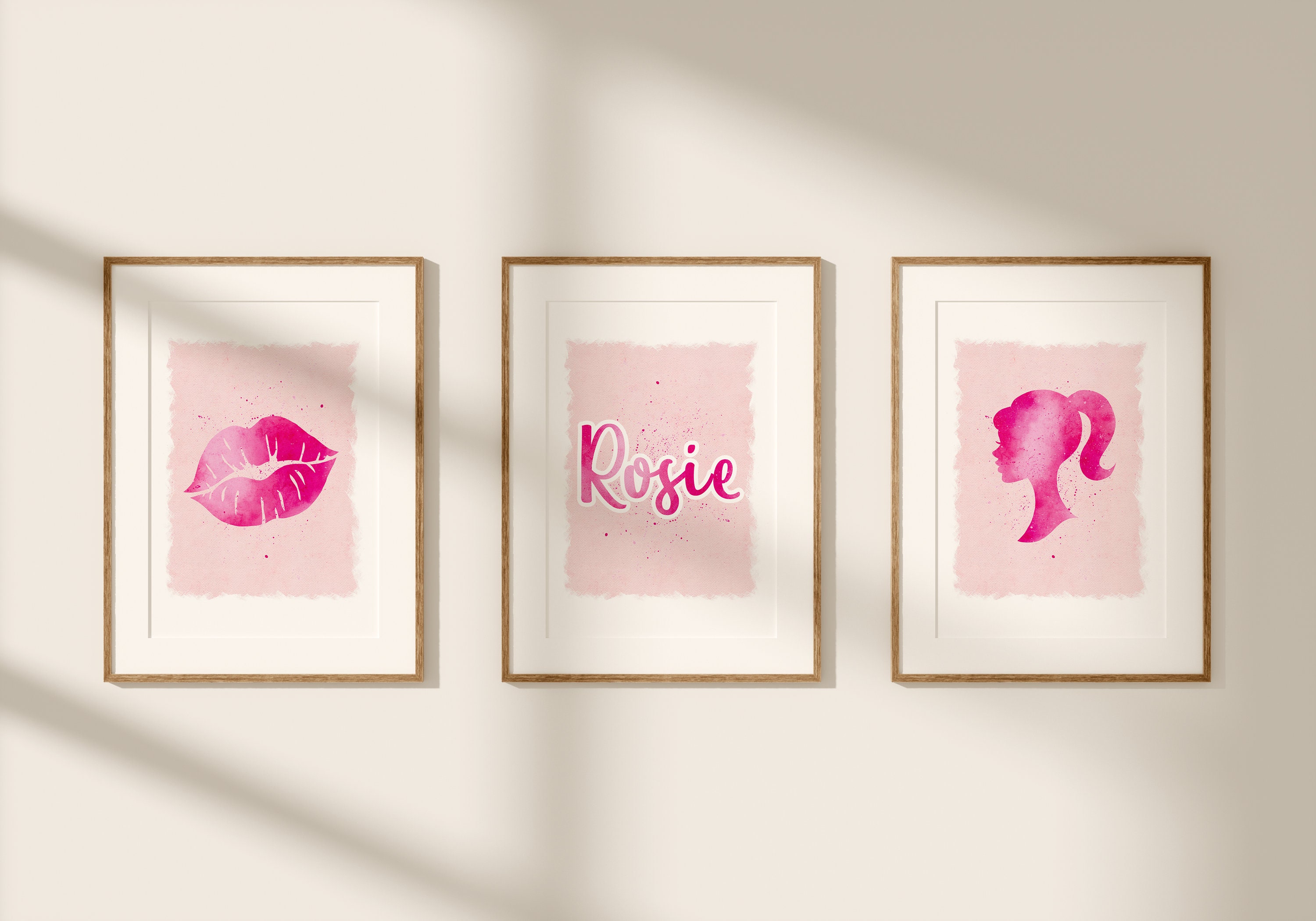 Fashionista's Dream Prints Set of 3 Pink Wall Art for Girls' Bedroom ...