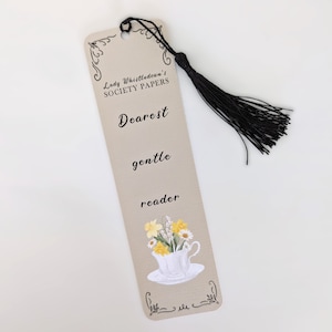 Dearest Gentle Reader - Bridgerton Bookmark, Beige Bookmark With Black ...