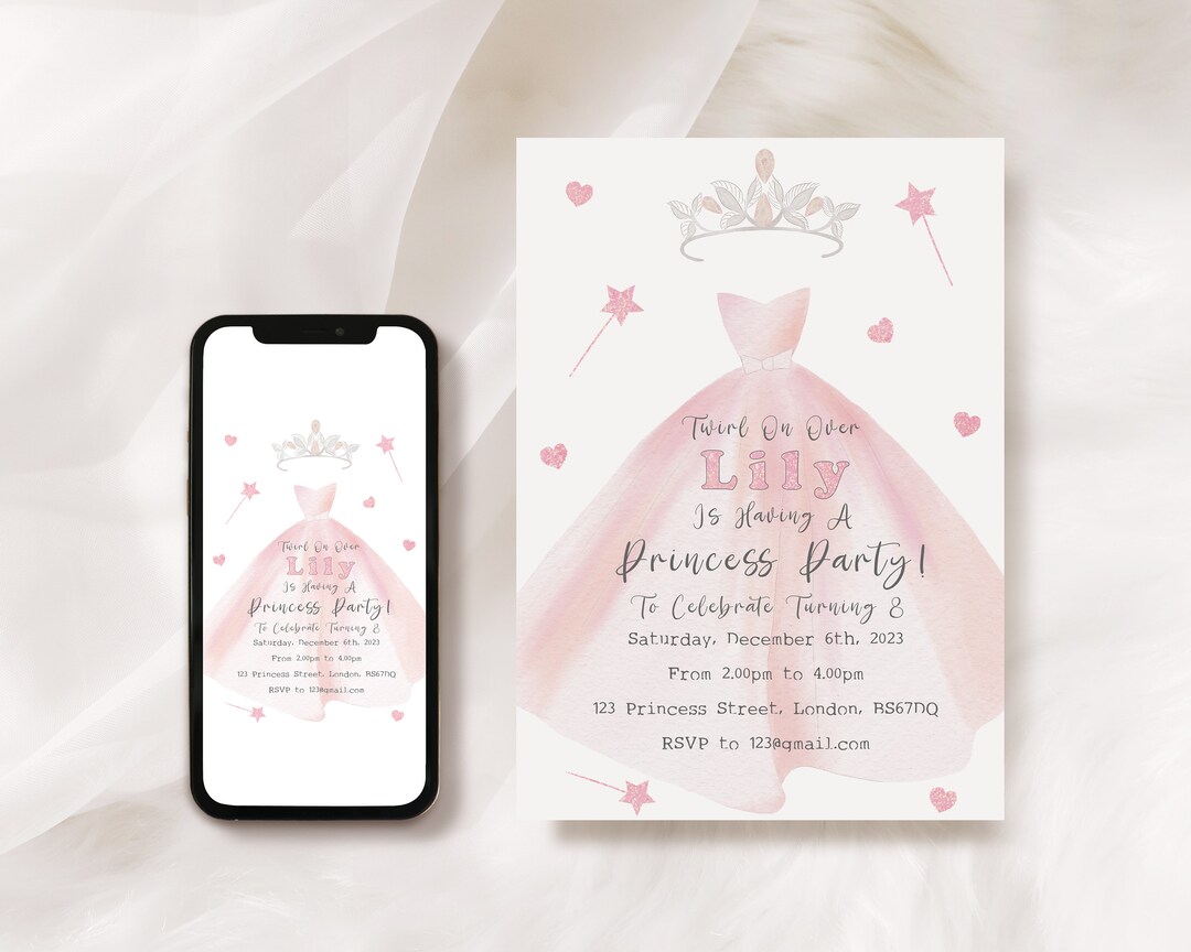 Princess Party Invites Digital - Etsy