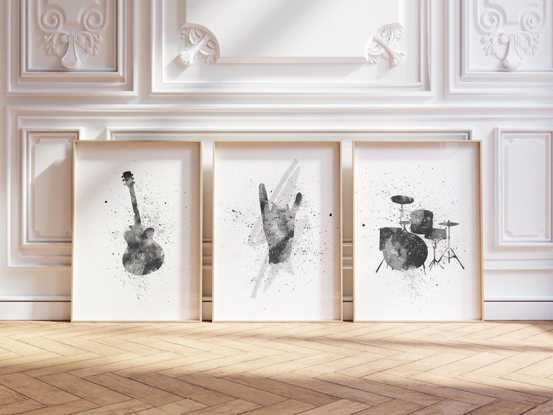 Rock Music Set of 3 Prints, Cool Kids Wall Art, Black and White Wall ...